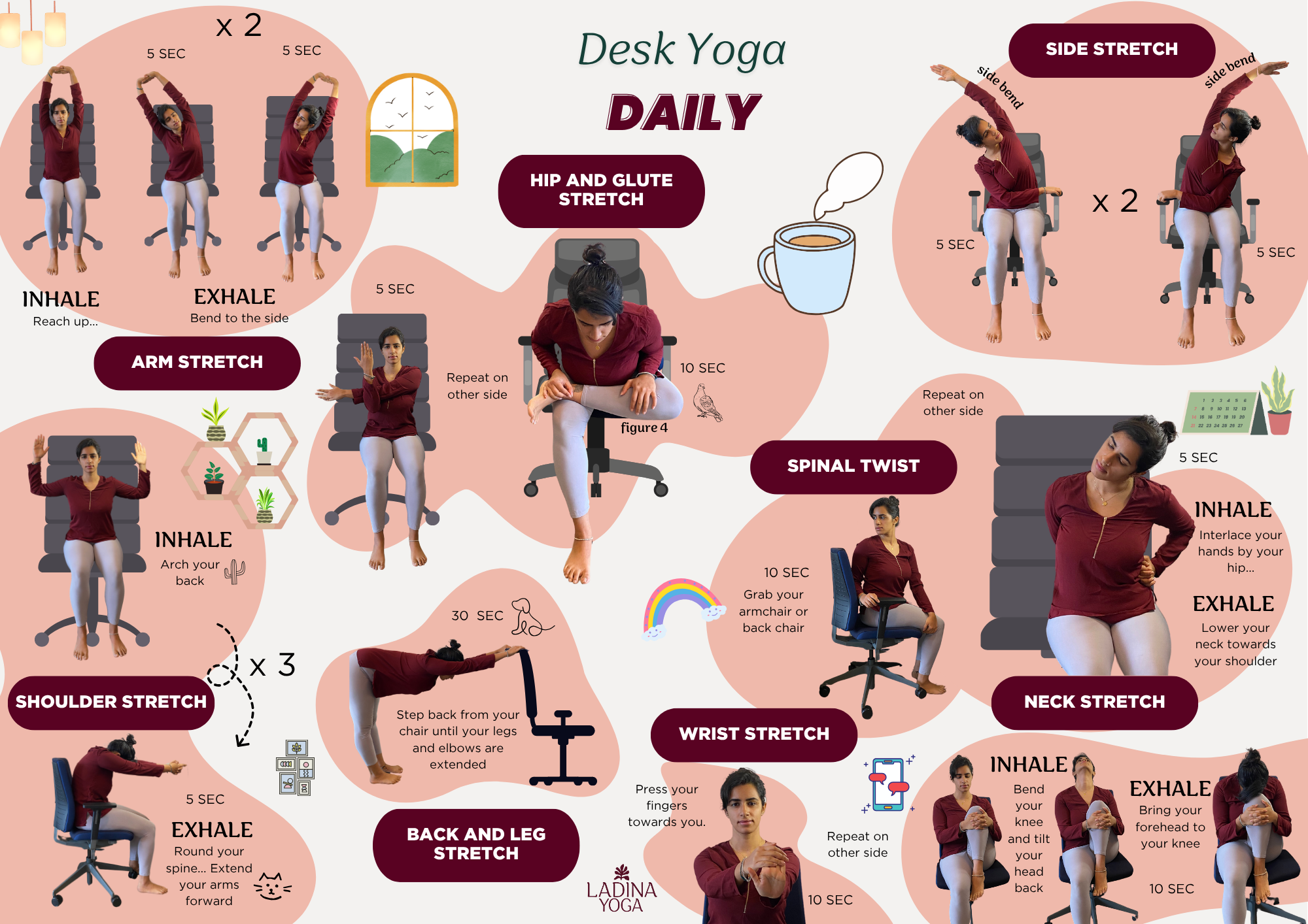 Free Desk Yoga Poster: 10 Simple Stretches to Relieve Tension While Yo ...